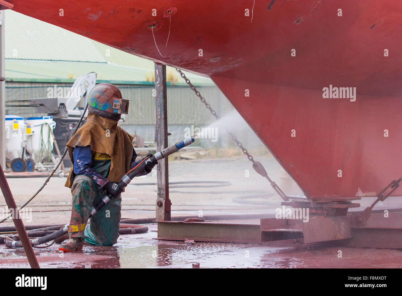 Sailing vessel, being repaired in a boatyard Stock Photo - Alamy