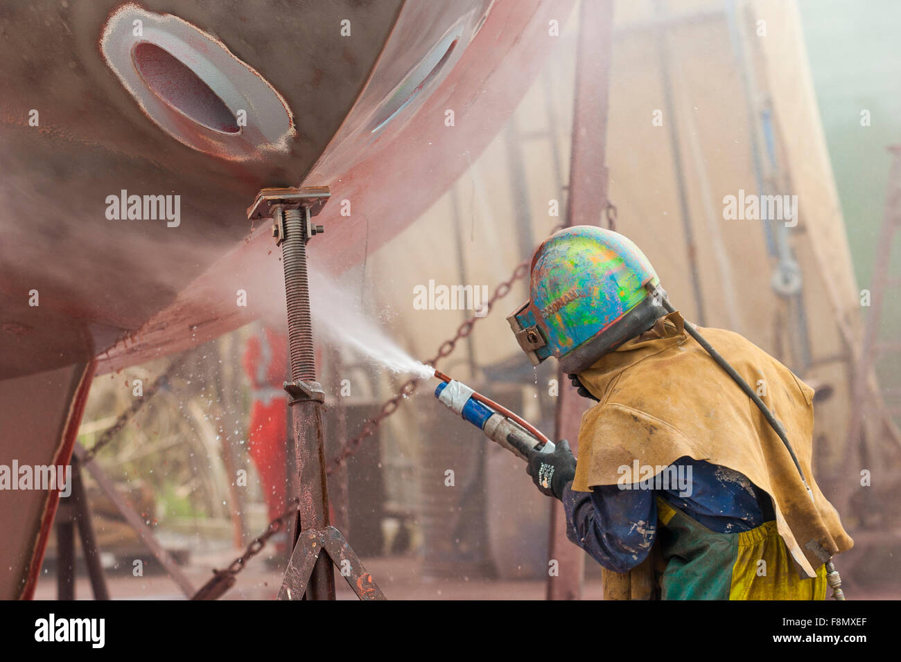 Sailing vessel, being repaired in a boatyard Stock Photo - Alamy