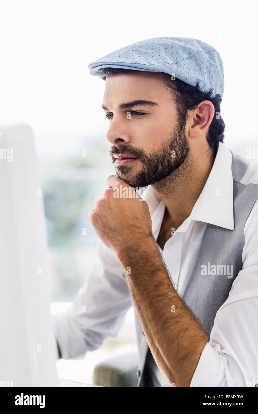 Focused man working on computer Stock Photo - Alamy Focused man working on computer Stock Photo - Alamy