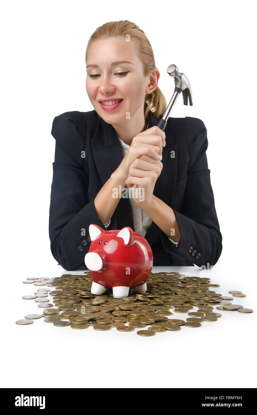 Breaking pig coin hammer Cut Out Stock Images & Pictures - Alamy