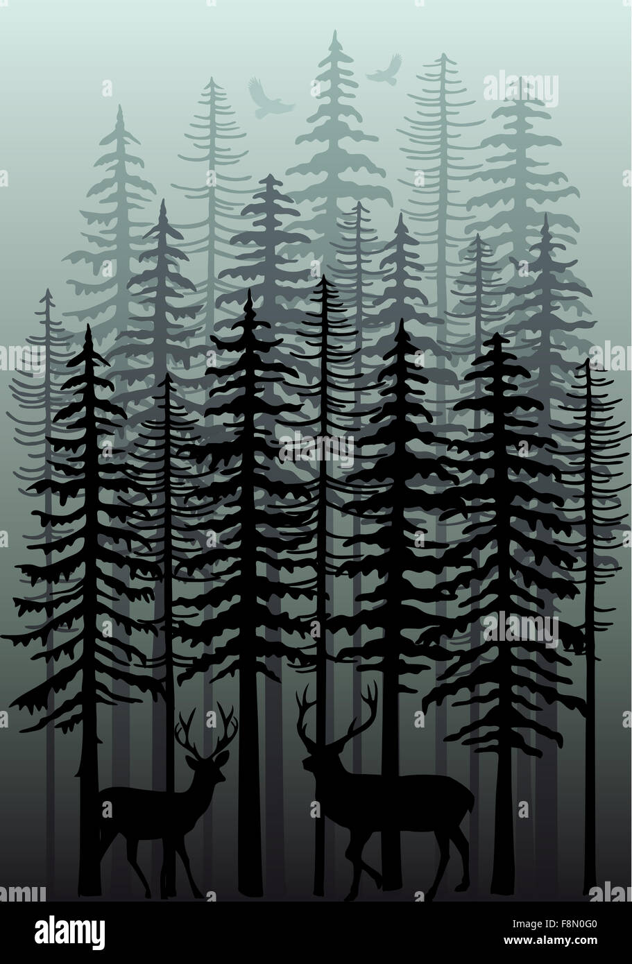 Deer and bird winter hi-res stock photography and images - Alamy