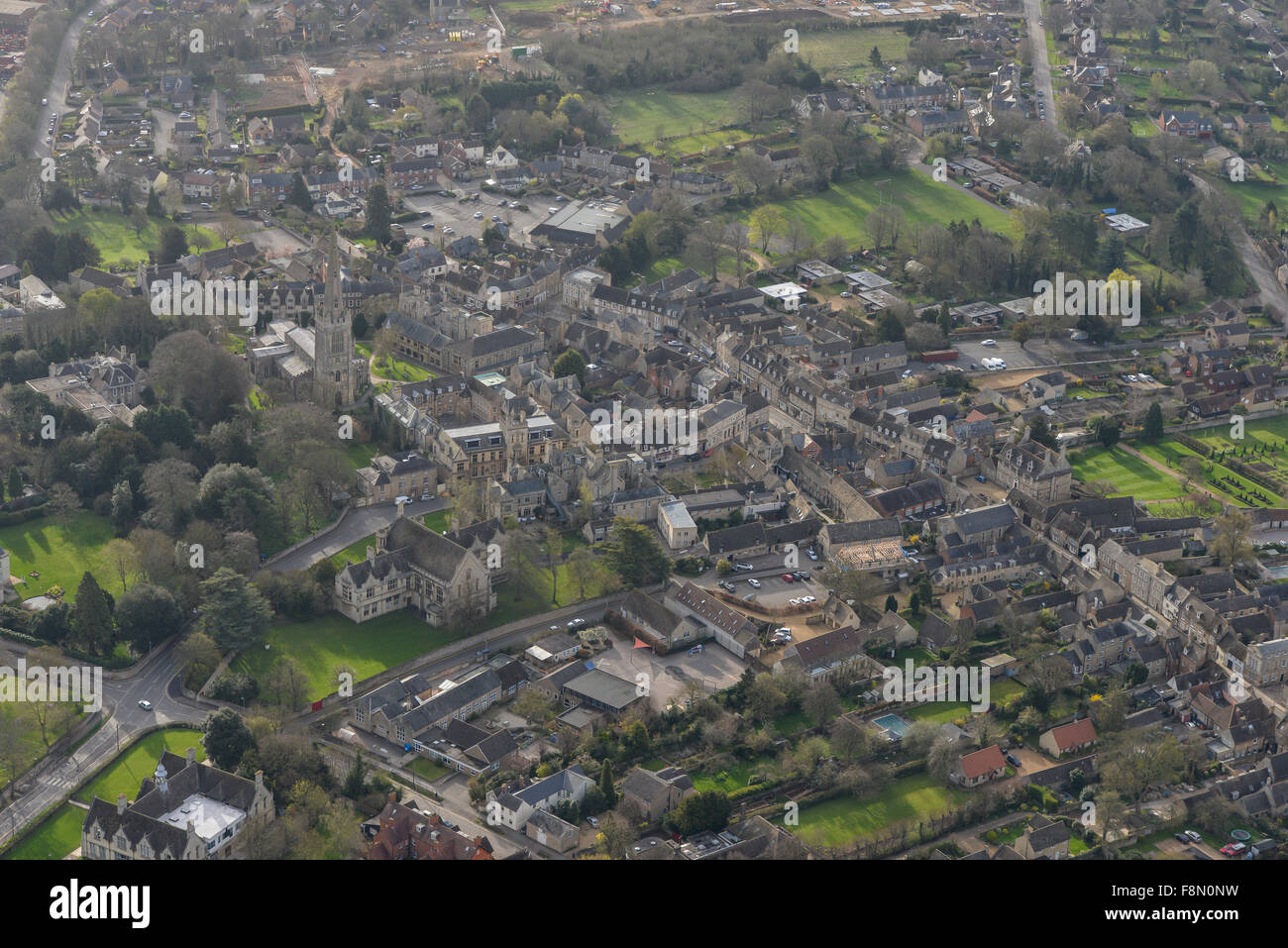 An aerial view of the Northamptonshire town of Oundle Stock Photo - Alamy