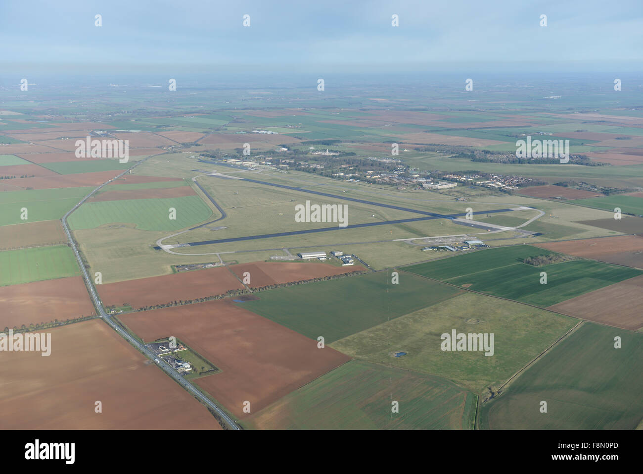 An aerial view of RAF Cranwell and surrounding Lincolnshire countryside ...