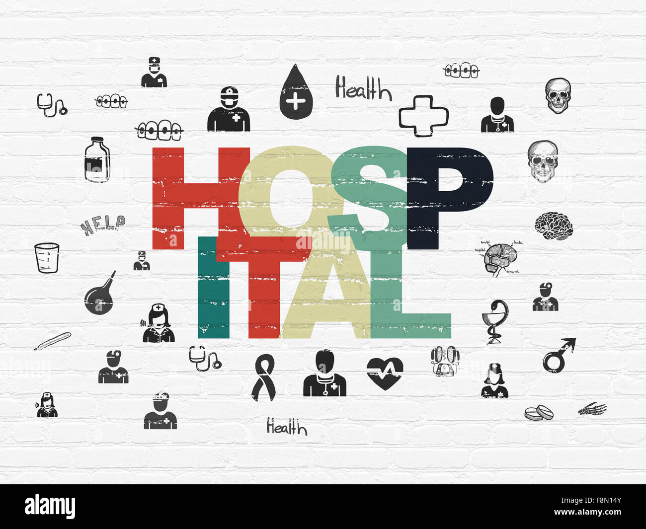 Health concept: Hospital on wall background Stock Photo - Alamy