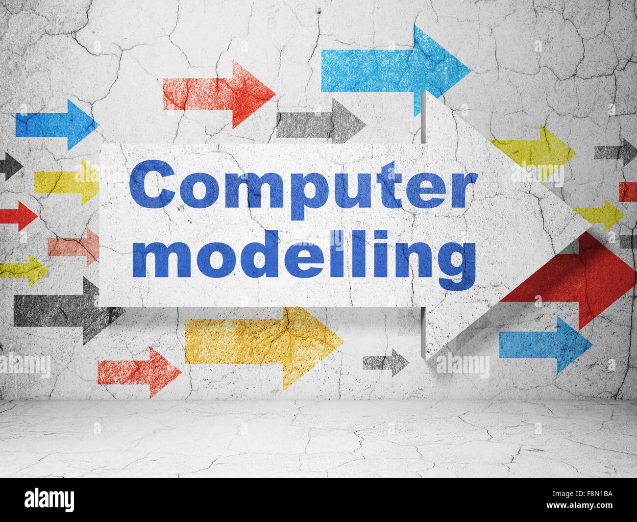 Science concept: arrow with Computer Modelling on grunge wall ...