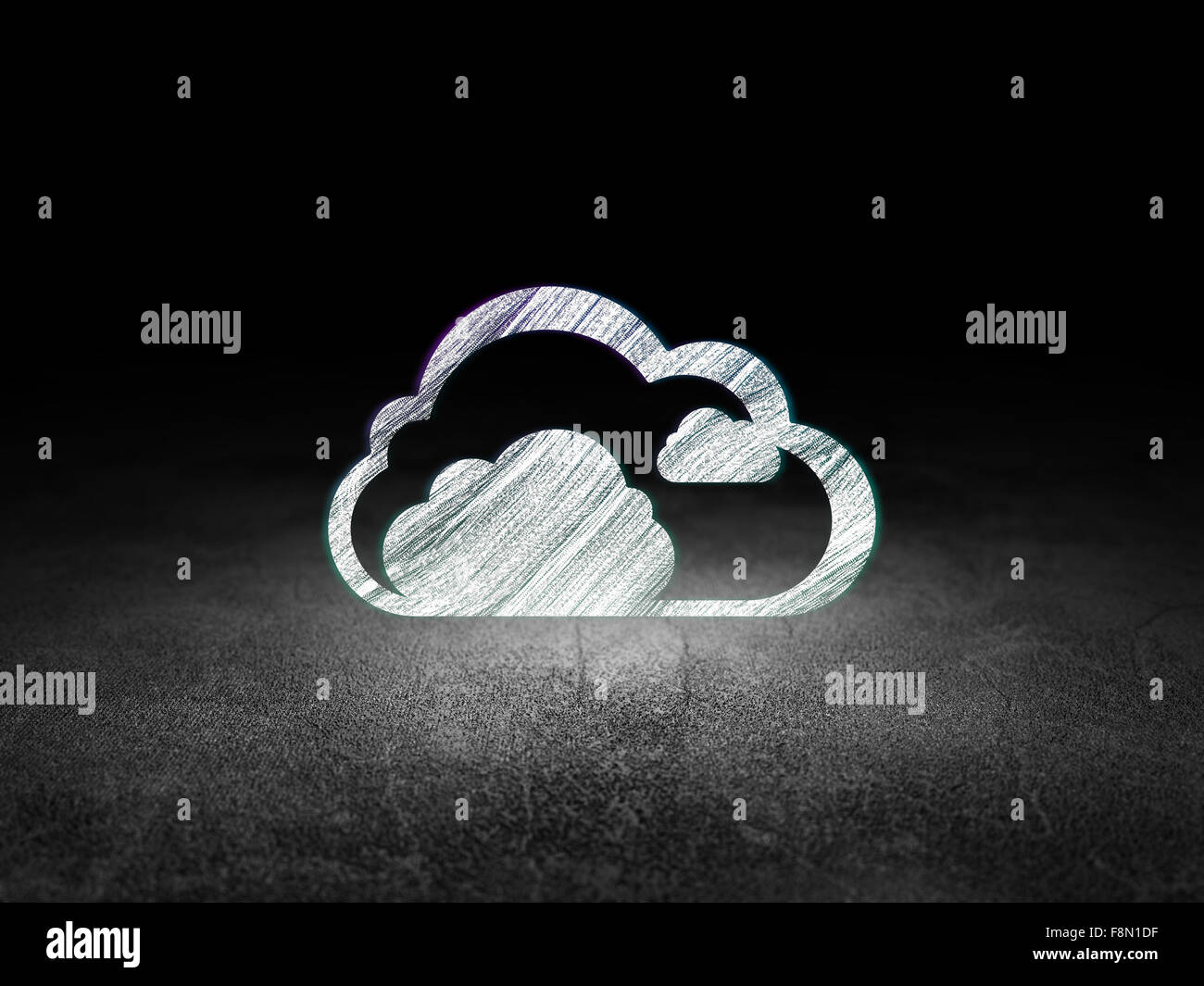 Cloud computing concept: Cloud in grunge dark room Stock Photo - Alamy