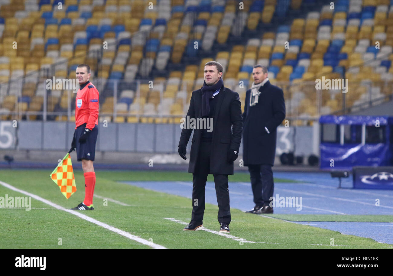Kiev, Ukraine. 9th December, 2015. FC Dynamo Kyiv manager Serhiy Rebrov ...