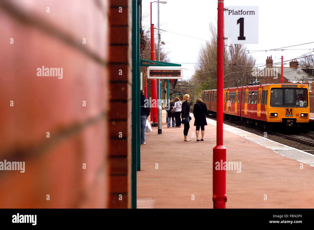 Newcastle Metro train at West Jesmond station Stock Photo - Alamy