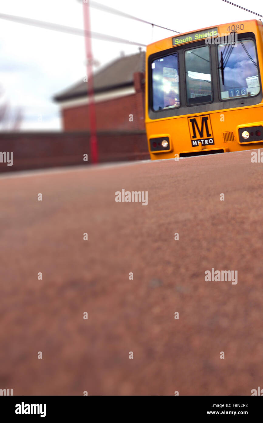 Newcastle Metro train at West Jesmond station Stock Photo - Alamy