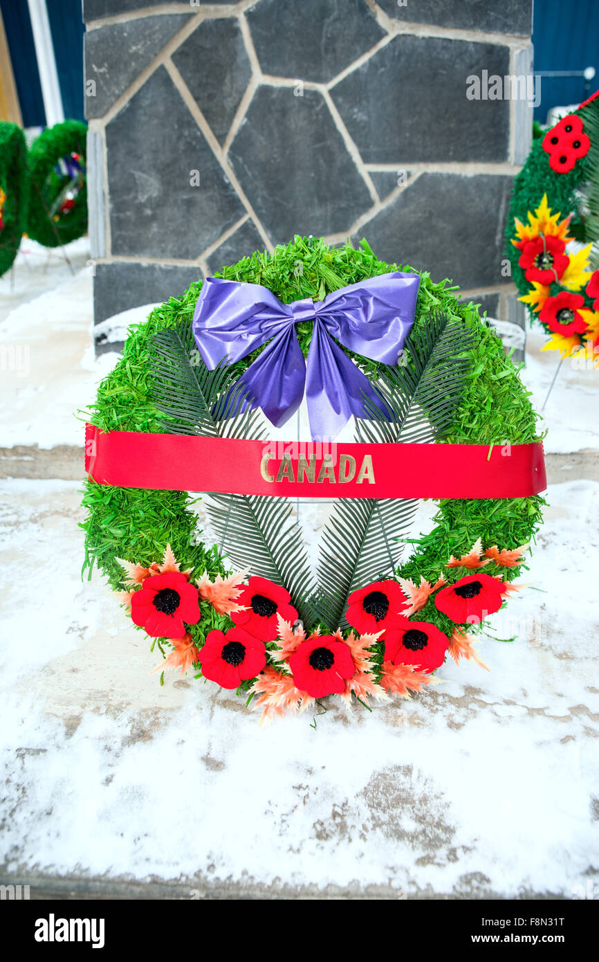 Wreaths set out on Remembrance Day Stock Photo - Alamy