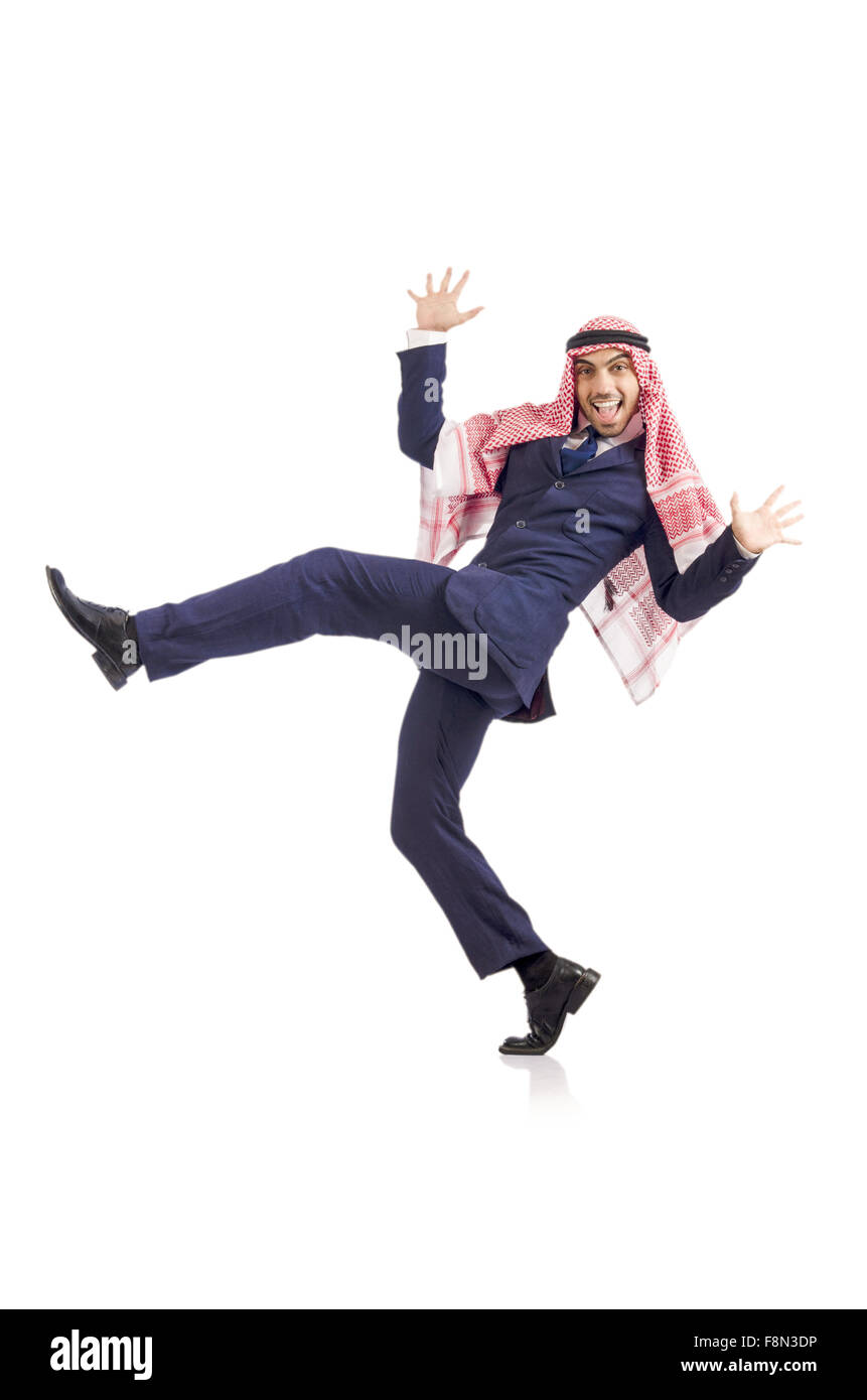 Arab man dancing from joy Stock Photo - Alamy