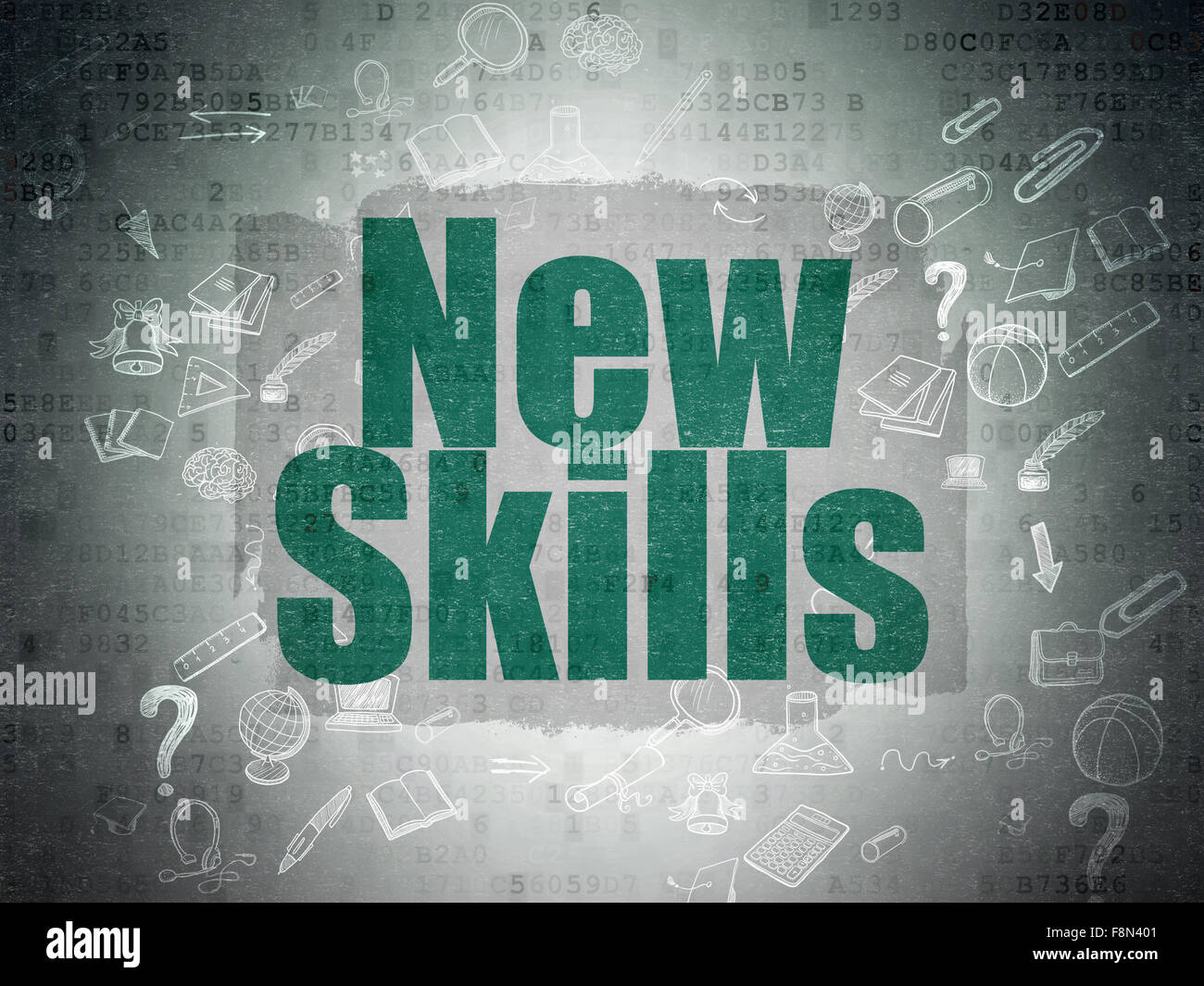 Learning concept: New Skills on Digital Paper background Stock Photo ...