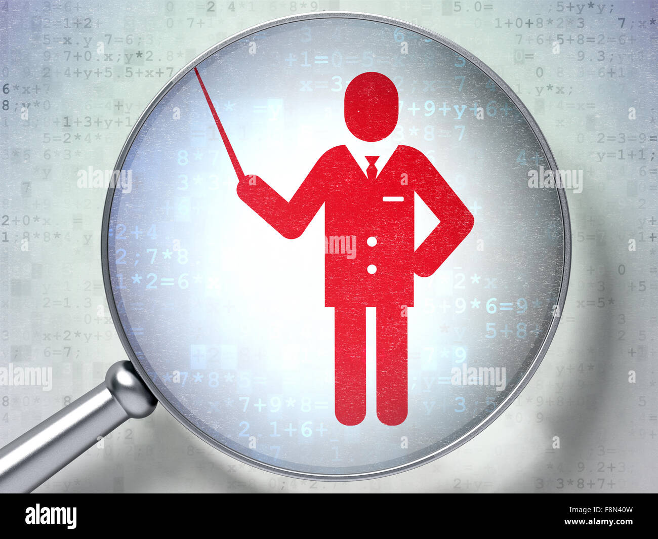 Learning concept: Teacher with optical glass on digital background ...