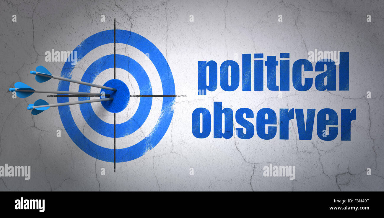 Political concept: target and Political Observer on wall background ...