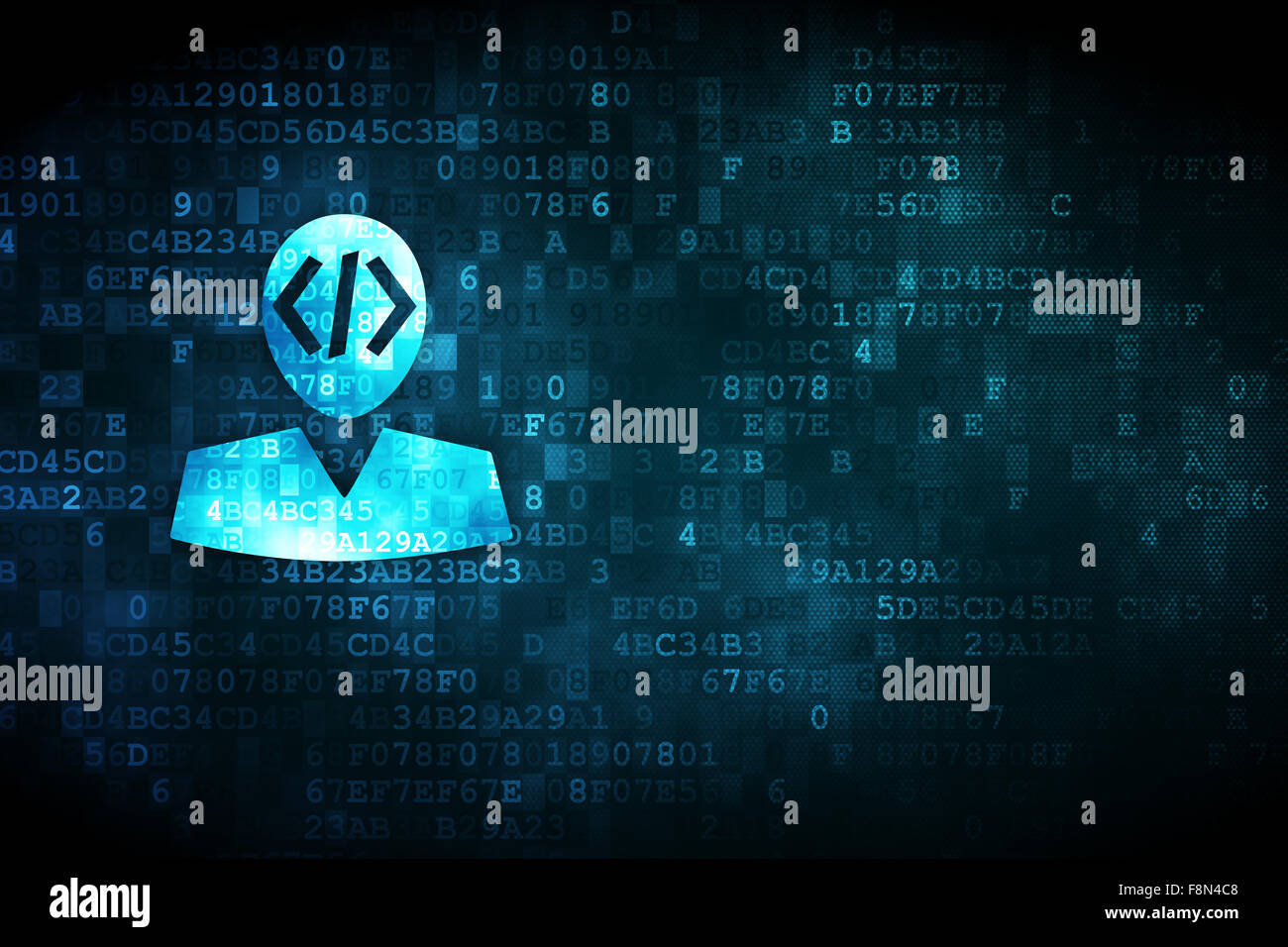 Database concept: Programmer on digital background Stock Photo - Alamy