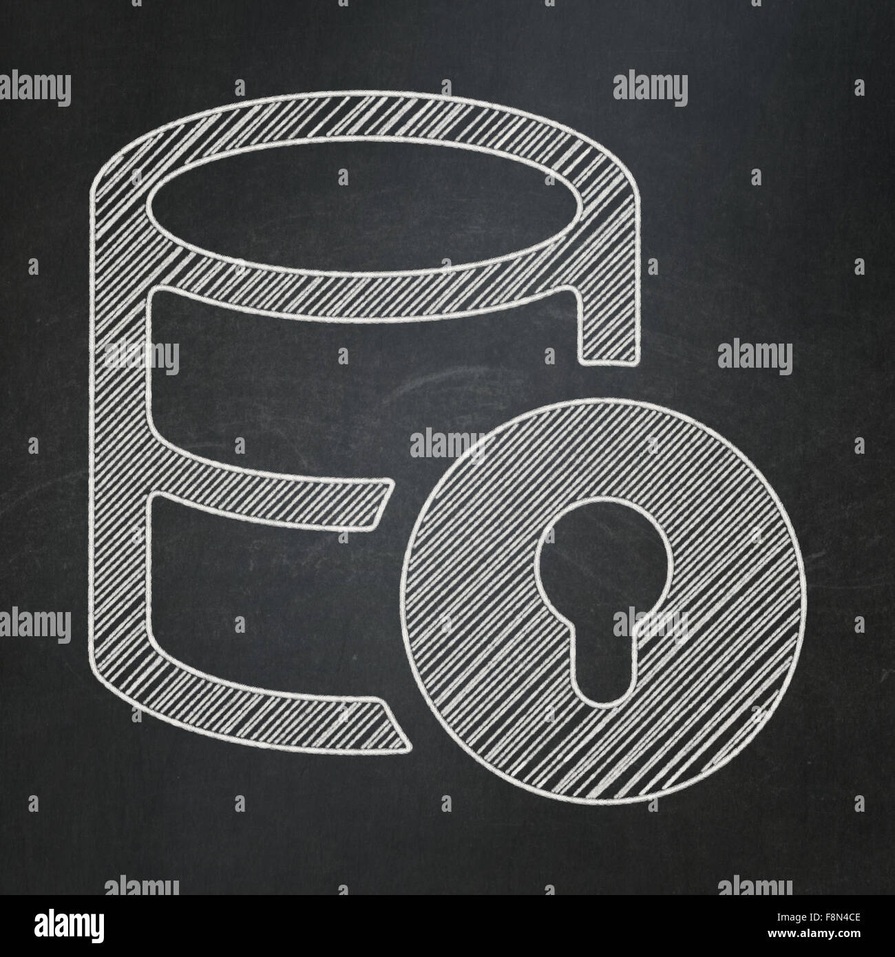 Programming concept: Database With Lock on chalkboard background Stock ...