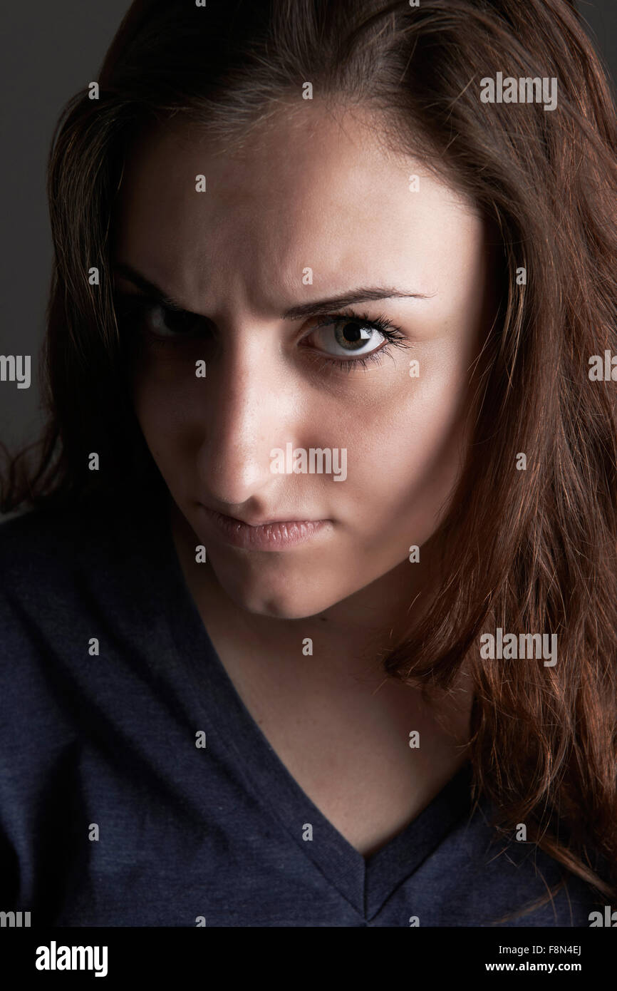 Portrait Of Angry Teenage Girl Stock Photo - Alamy
