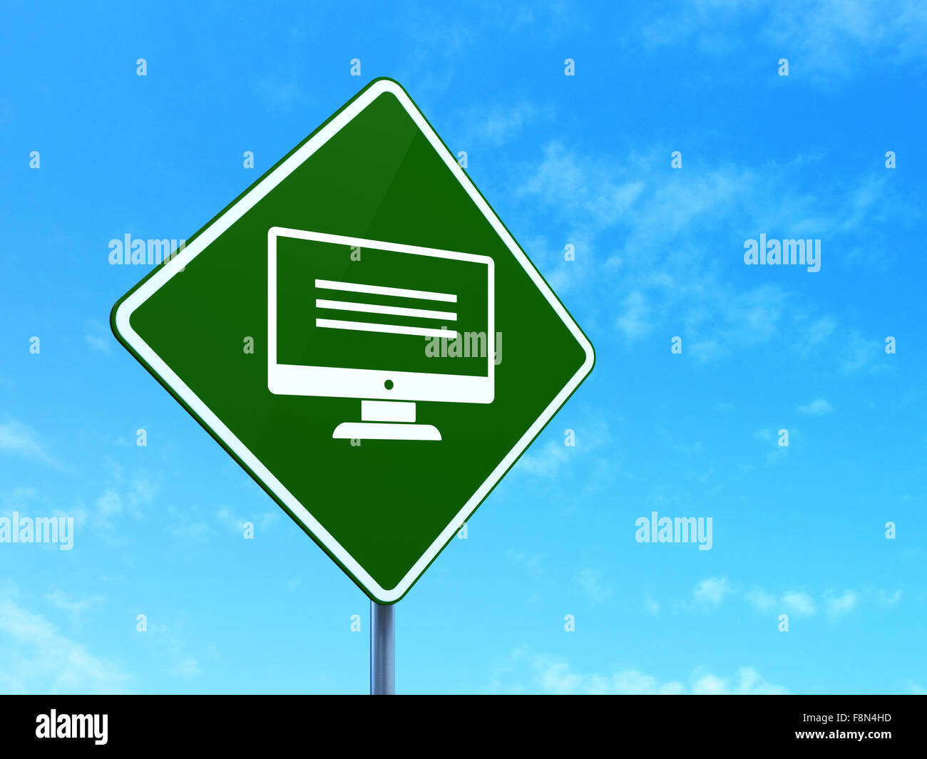 Programming concept: Monitor on road sign background Stock Photo - Alamy