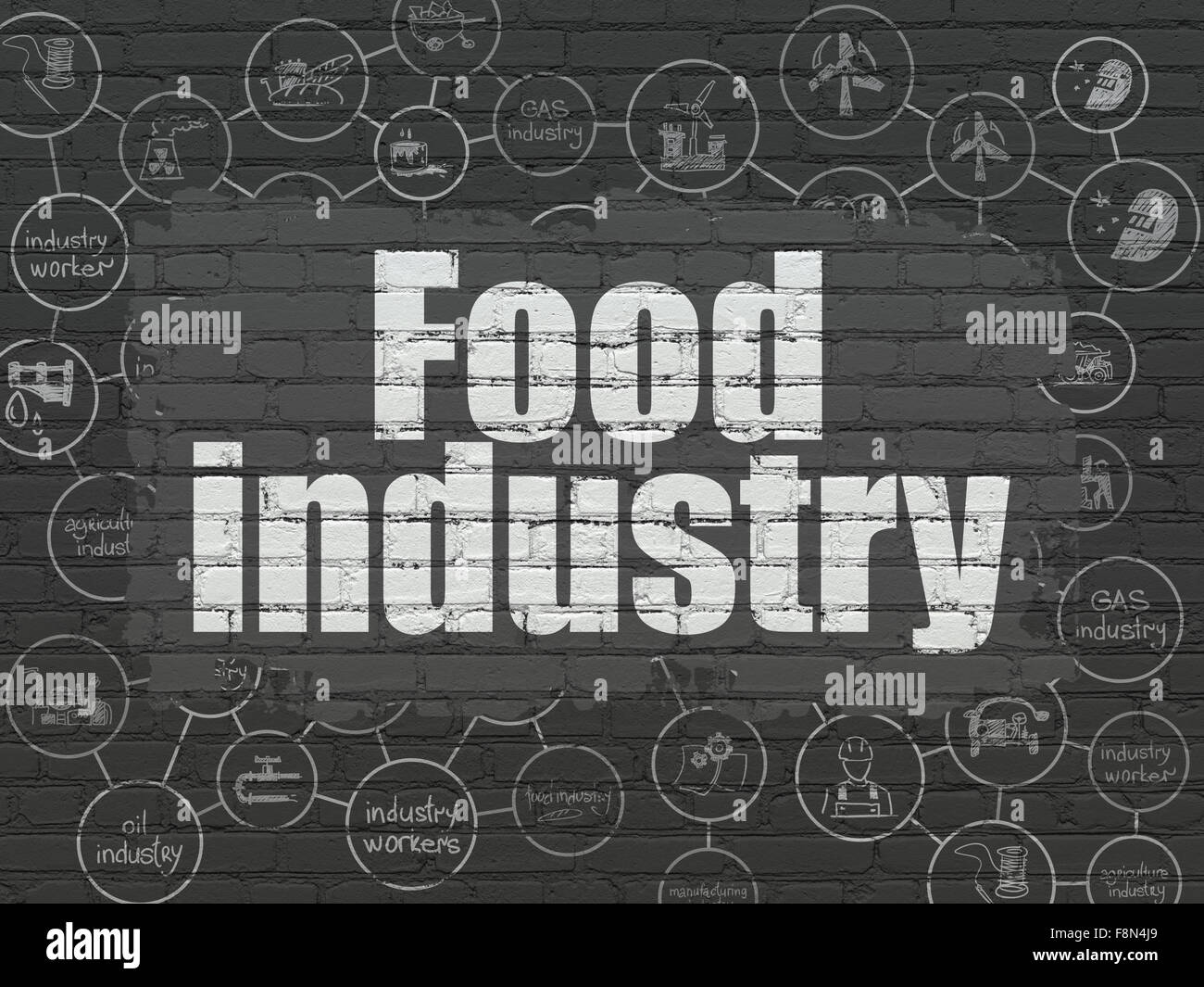 Industry concept: Food Industry on wall background Stock Photo - Alamy