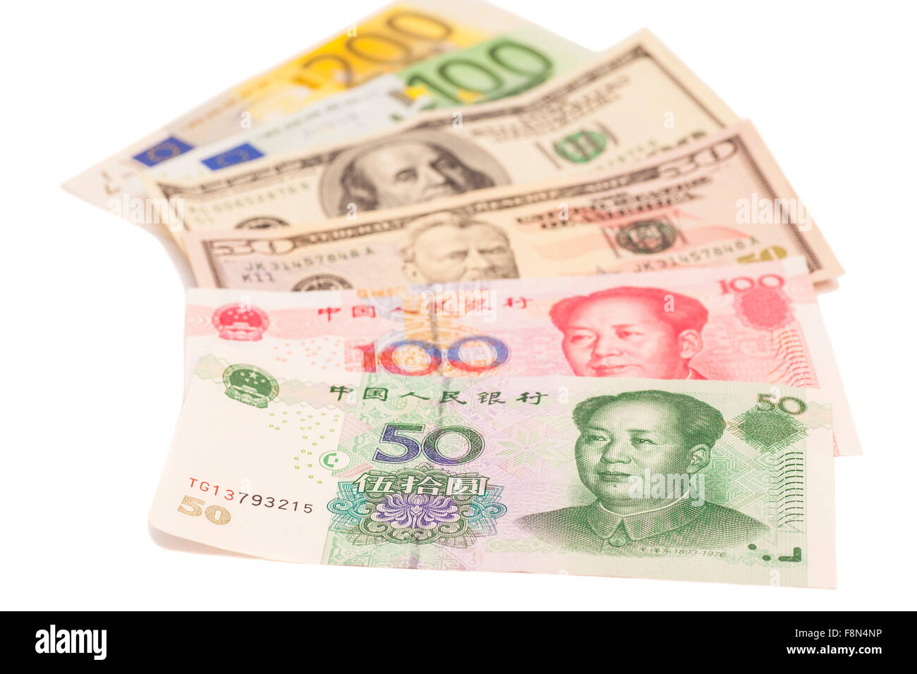Chinese yuan european euro notes hi-res stock photography and images ...