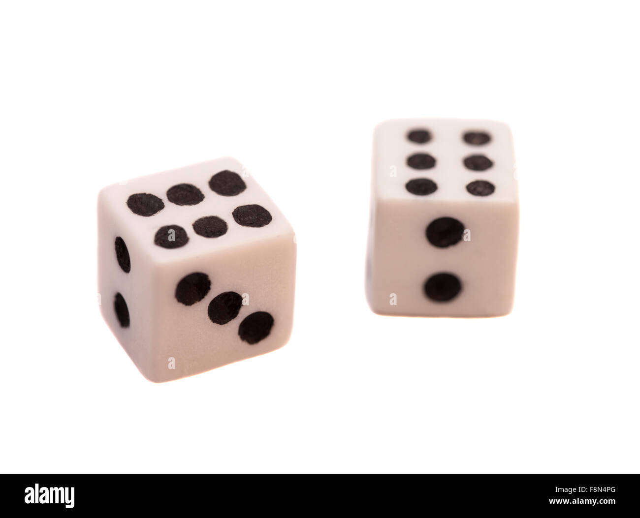 Two white dice isolated on white Stock Photo - Alamy