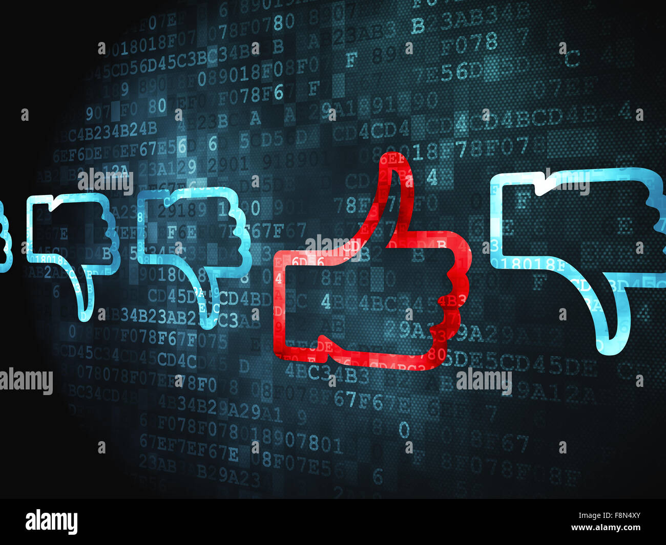 Social network concept: Thumb Up, Down on digital background Stock ...