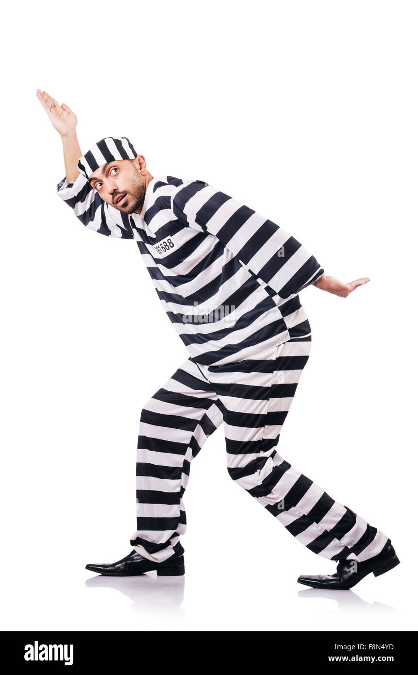 Convict criminal in striped uniform Stock Photo - Alamy