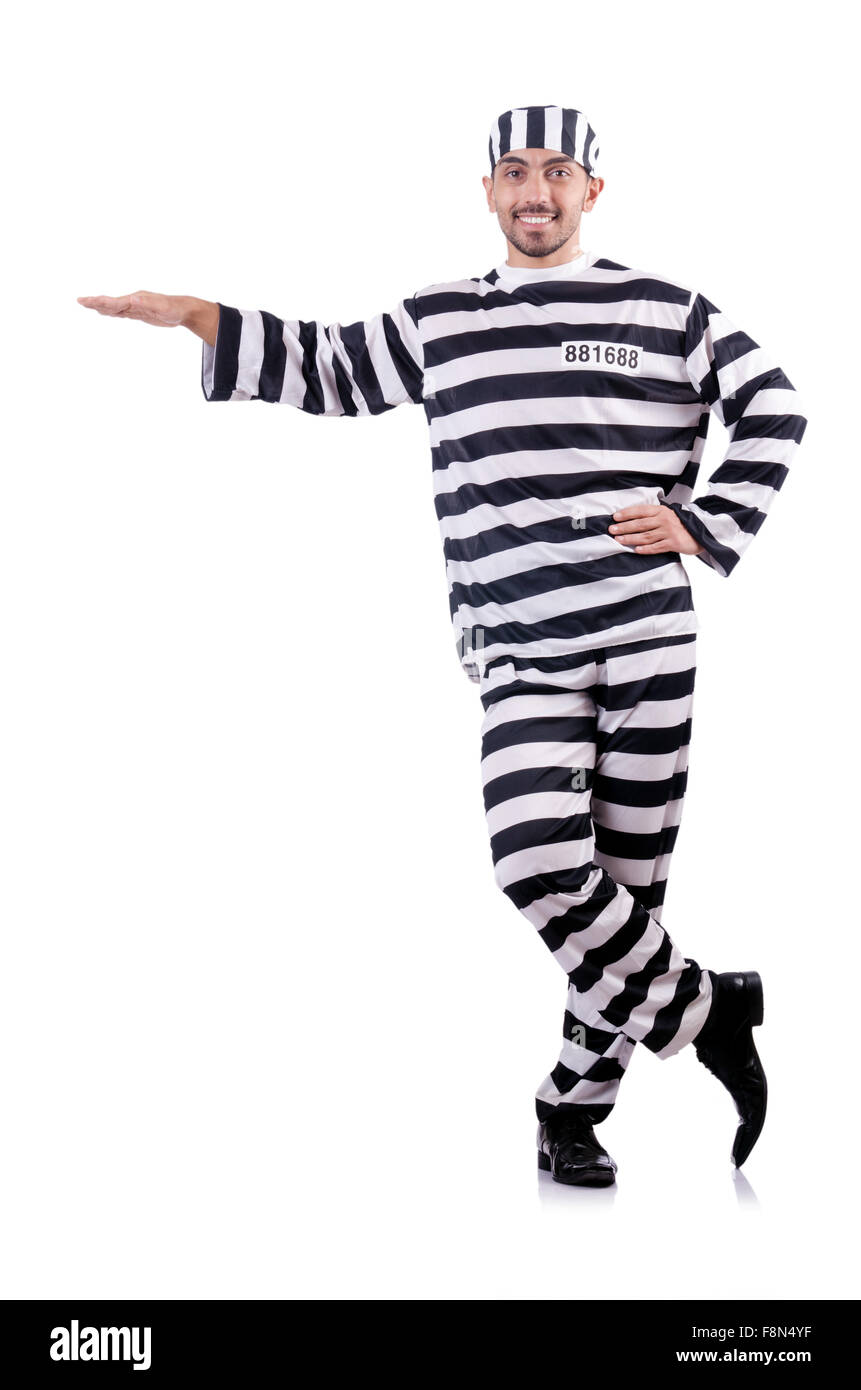Convict criminal in striped uniform Stock Photo - Alamy