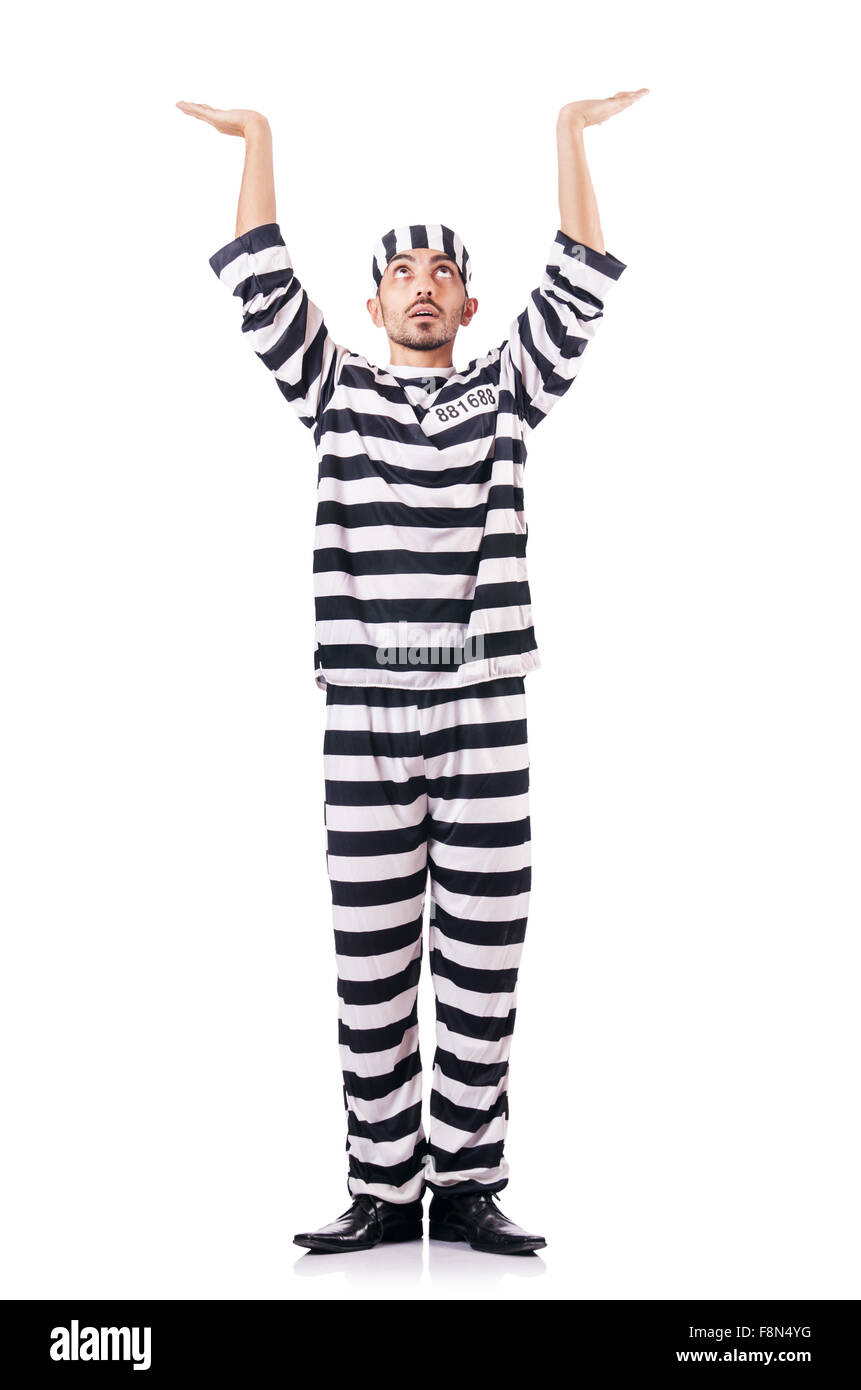 Convict criminal in striped uniform Stock Photo - Alamy