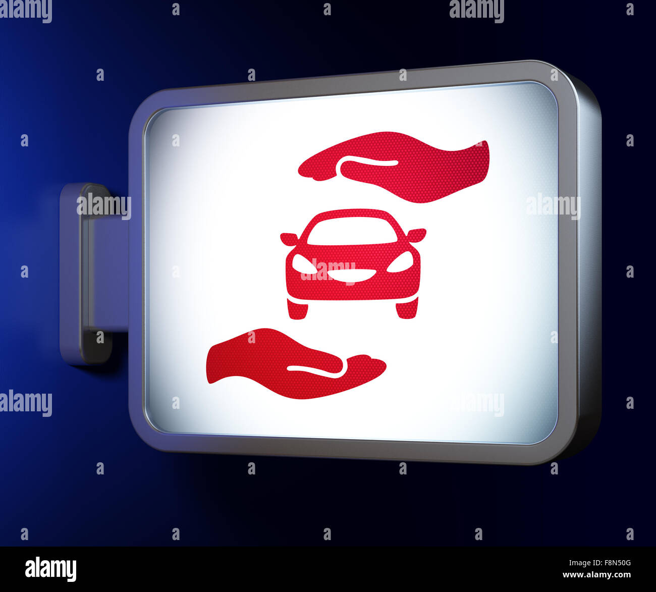 Insurance concept: Car And Palm on billboard background Stock Photo - Alamy