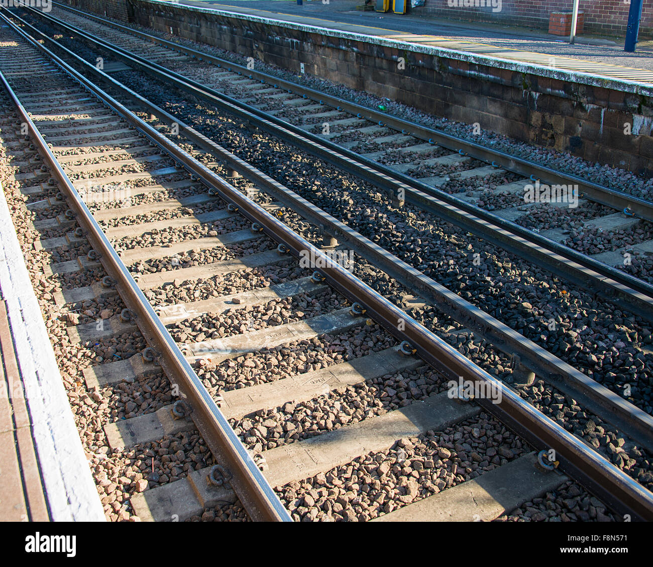 Rail tracks in bright summer day Stock Photo - Alamy