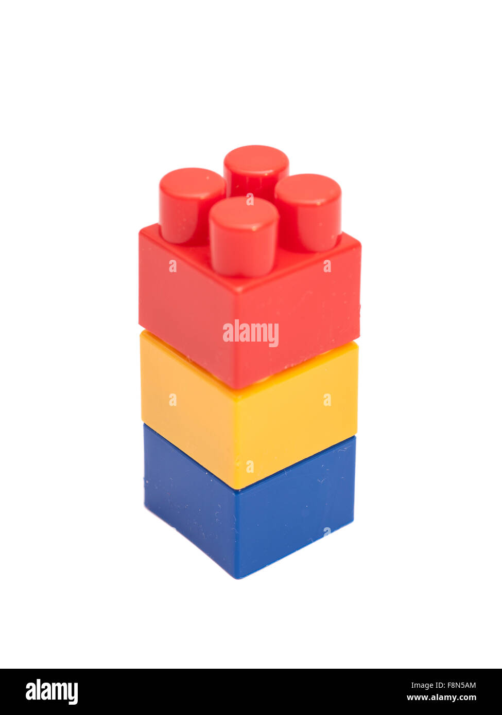 Plastic Toy Blocks On White Background Stock Photo - Alamy