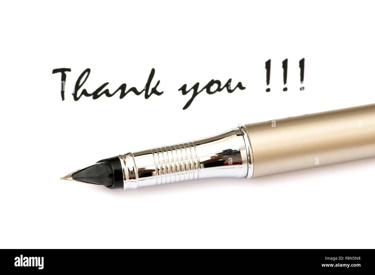 Thank you message and pen isolated on white Stock Photo - Alamy