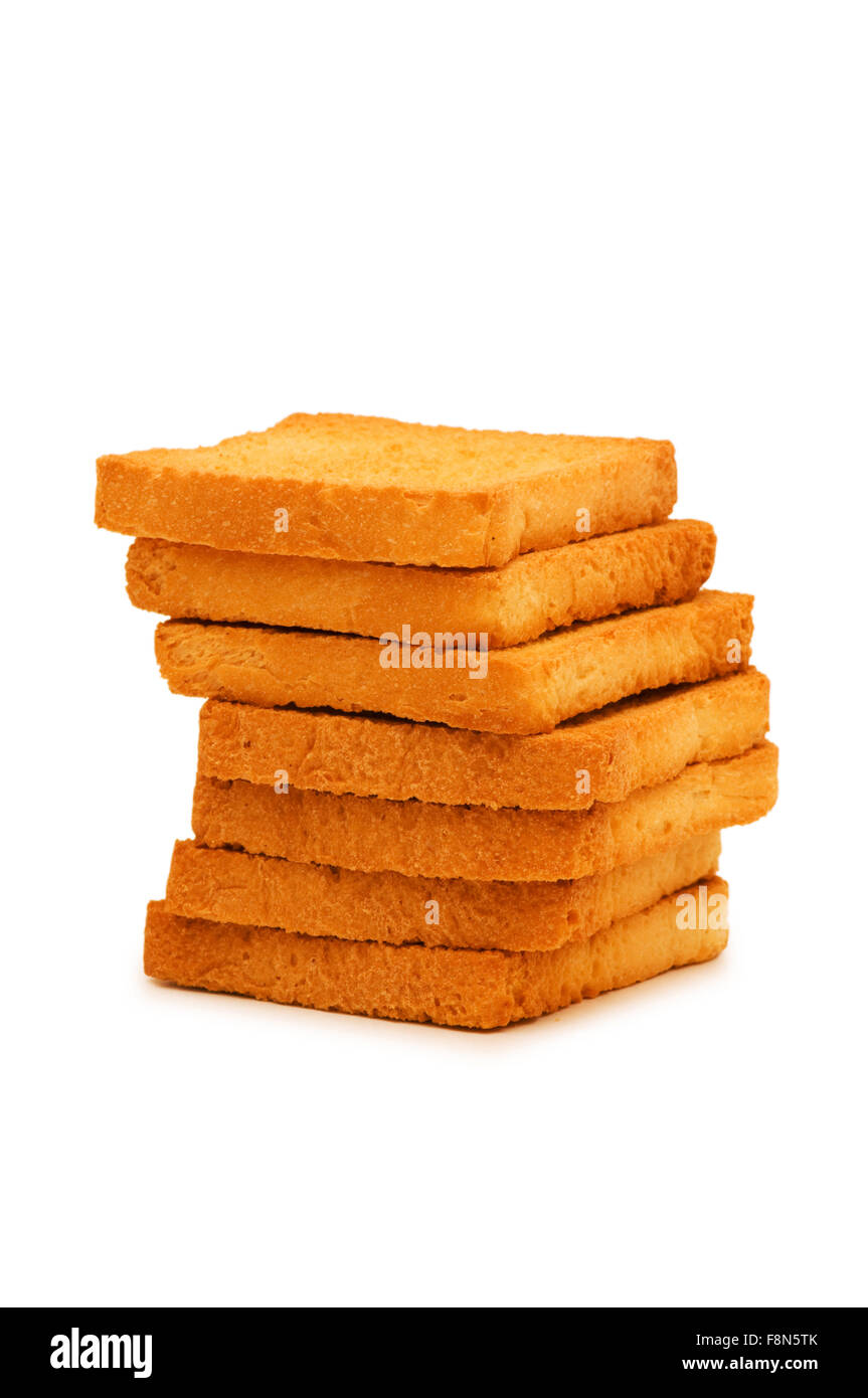 Stack of fresh toasts isolated on white Stock Photo - Alamy