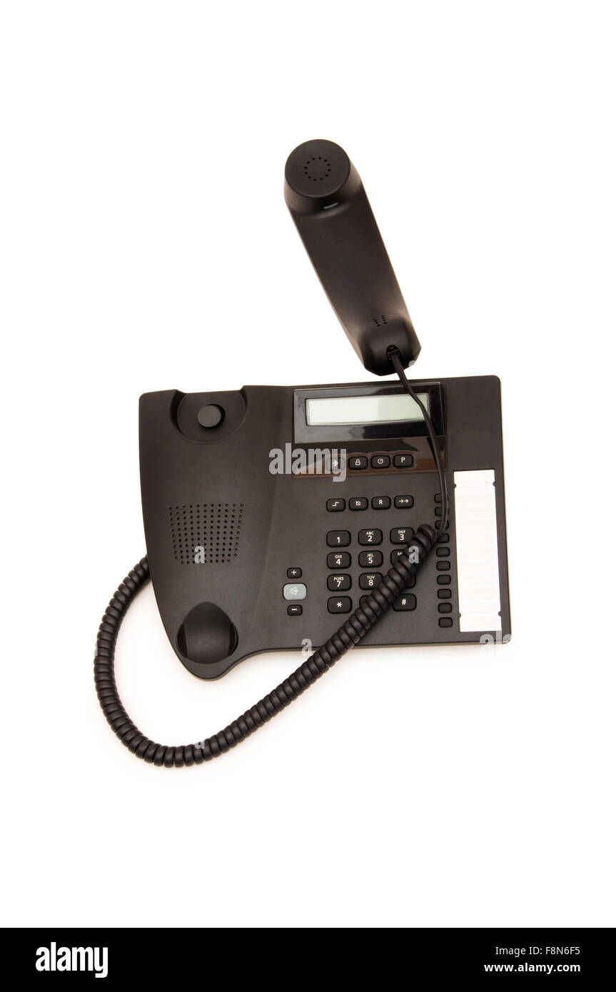 Office phone isolated on the white background Stock Photo - Alamy