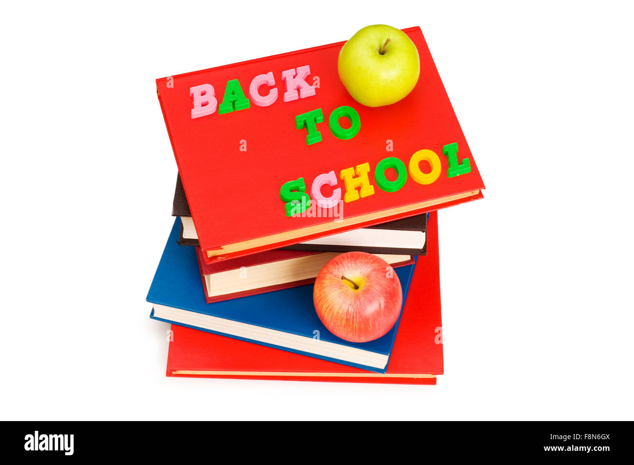 Back to school concept with books and apple Stock Photo - Alamy