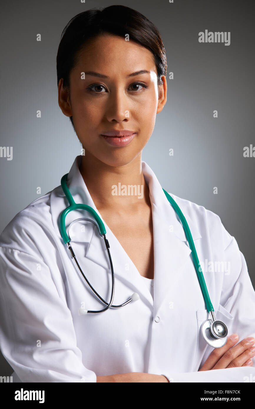 Studio Portrait Of Doctor With Stethoscope Stock Photo - Alamy
