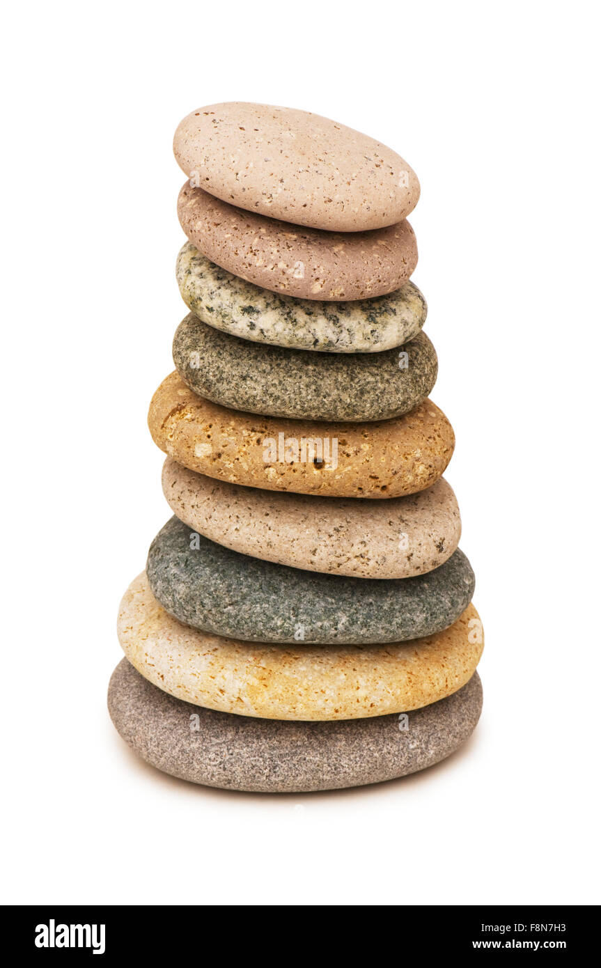 Stack of pebbles isolated on the white background Stock Photo - Alamy
