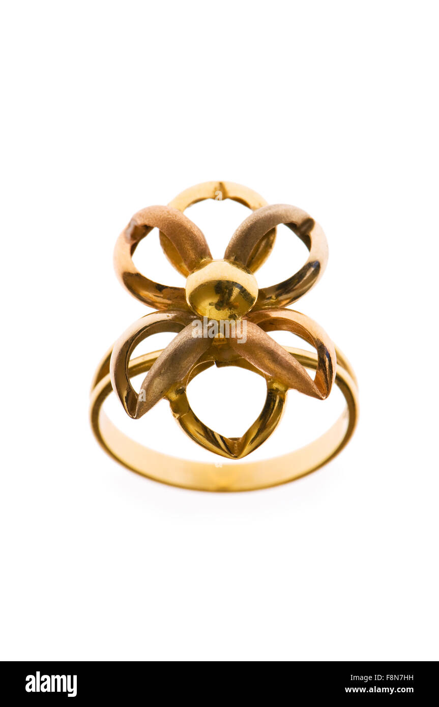 Golden ring isolated on the white background Stock Photo - Alamy