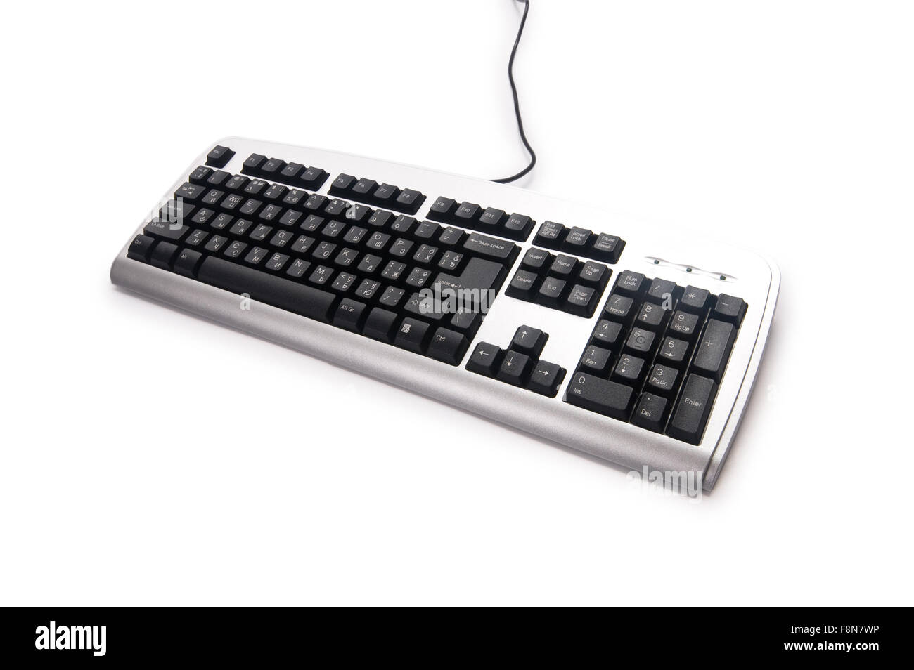 Silver keyboard isolated on the white background Stock Photo - Alamy