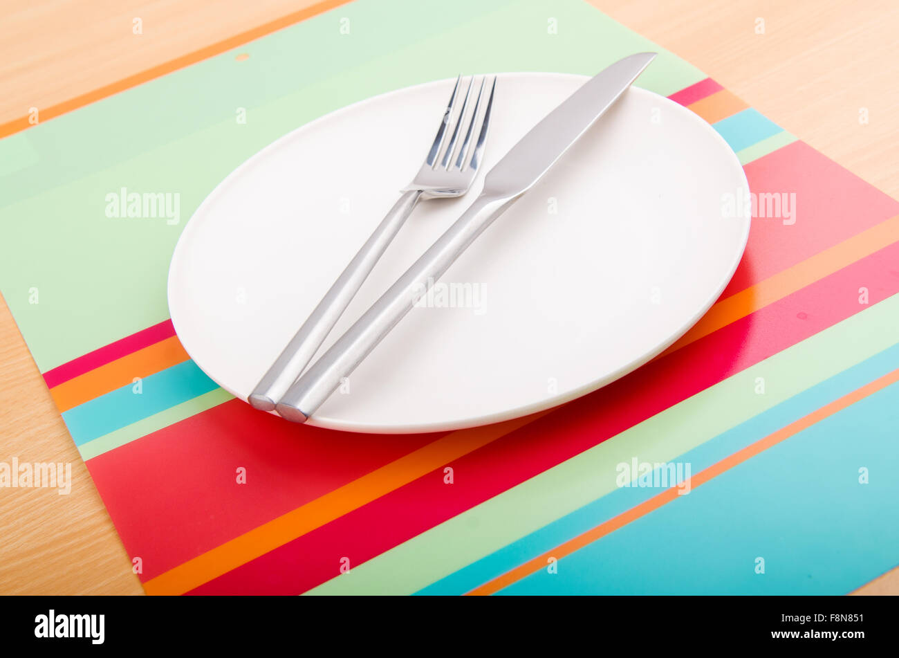 Table setting with knife and fork Stock Photo - Alamy