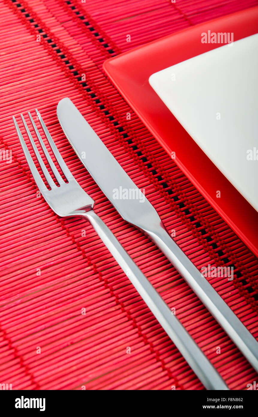 Table setting with knife and fork Stock Photo - Alamy