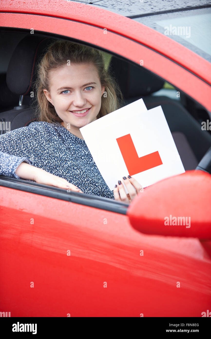Teen girl driving test happy hi-res stock photography and images - Alamy