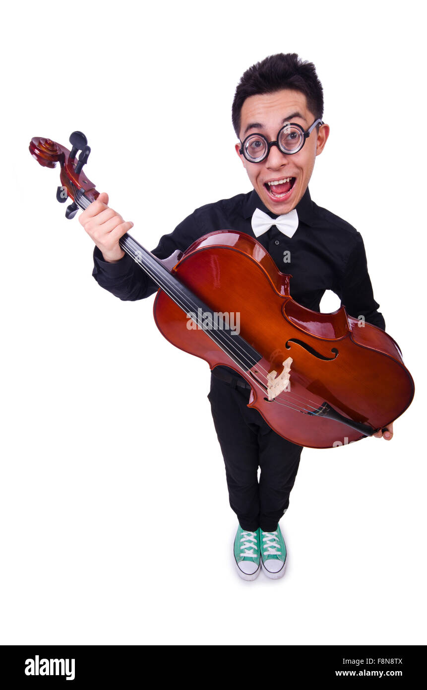 Funny violin player on white Stock Photo - Alamy