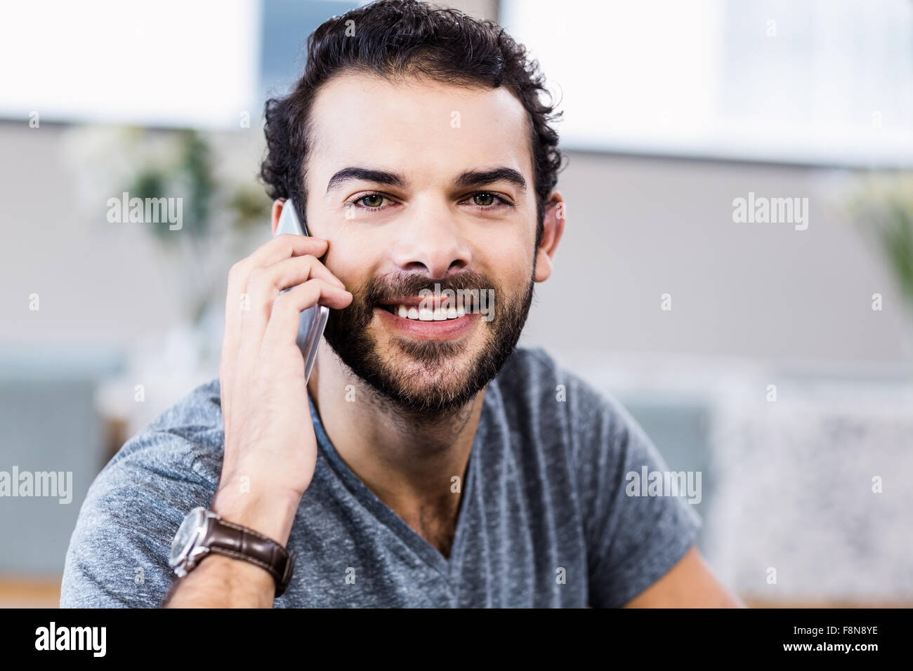 Handsome man on phone call Stock Photo - Alamy