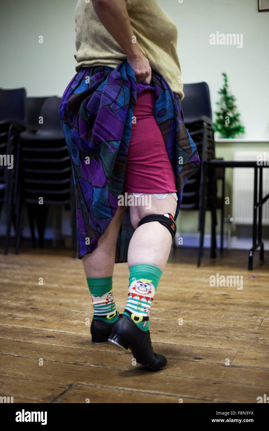 Women dressed in OAP Fancy Dress practicing for a tap dance routine ...