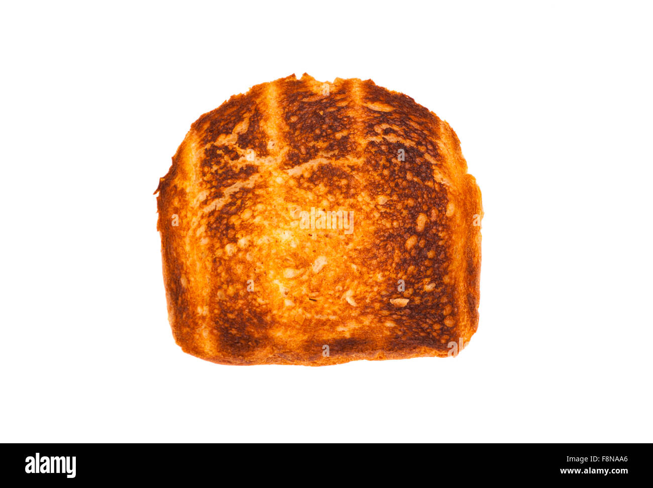 Piece of toast on white background Stock Photo - Alamy