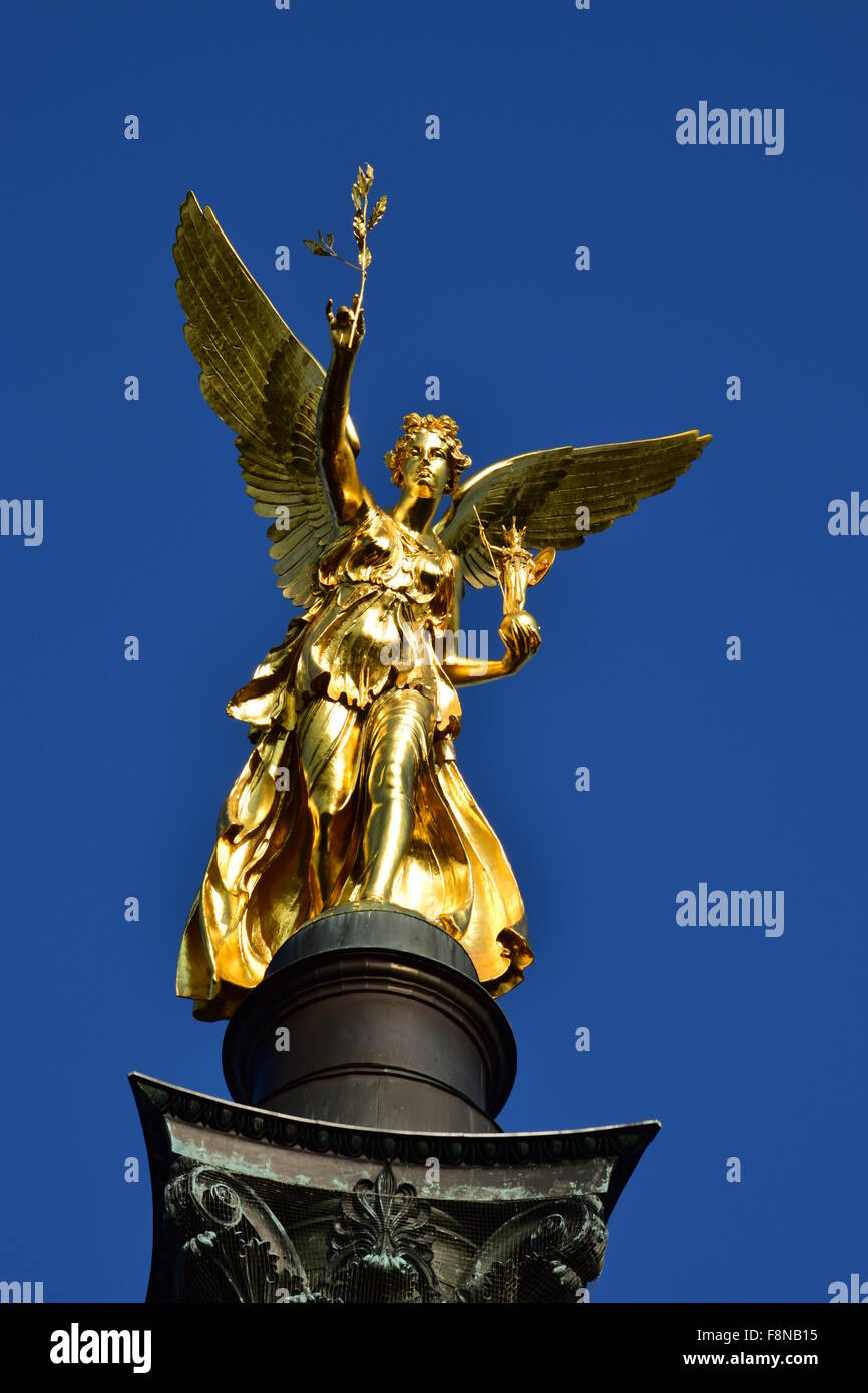 Munich, Germany - gilded statue called PEACE ANGEL (German ...