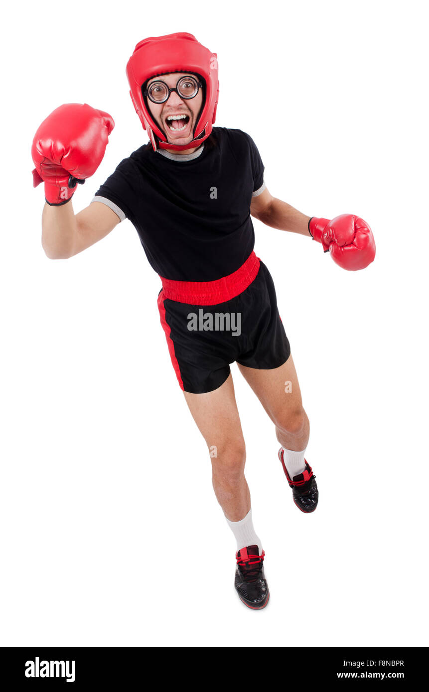 Funny boxer isolated on the white Stock Photo - Alamy