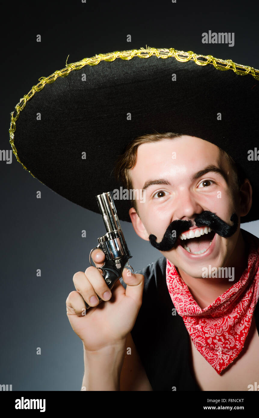 Smiling mexican with sombrero isolated on white Stock Photo - Alamy